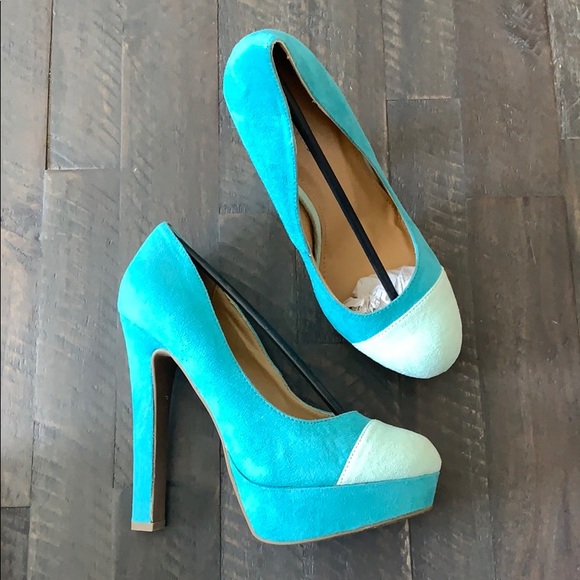 Wild Diva | Shoes | 5 Sale Blue Color Block Platform Heels | Poshmark